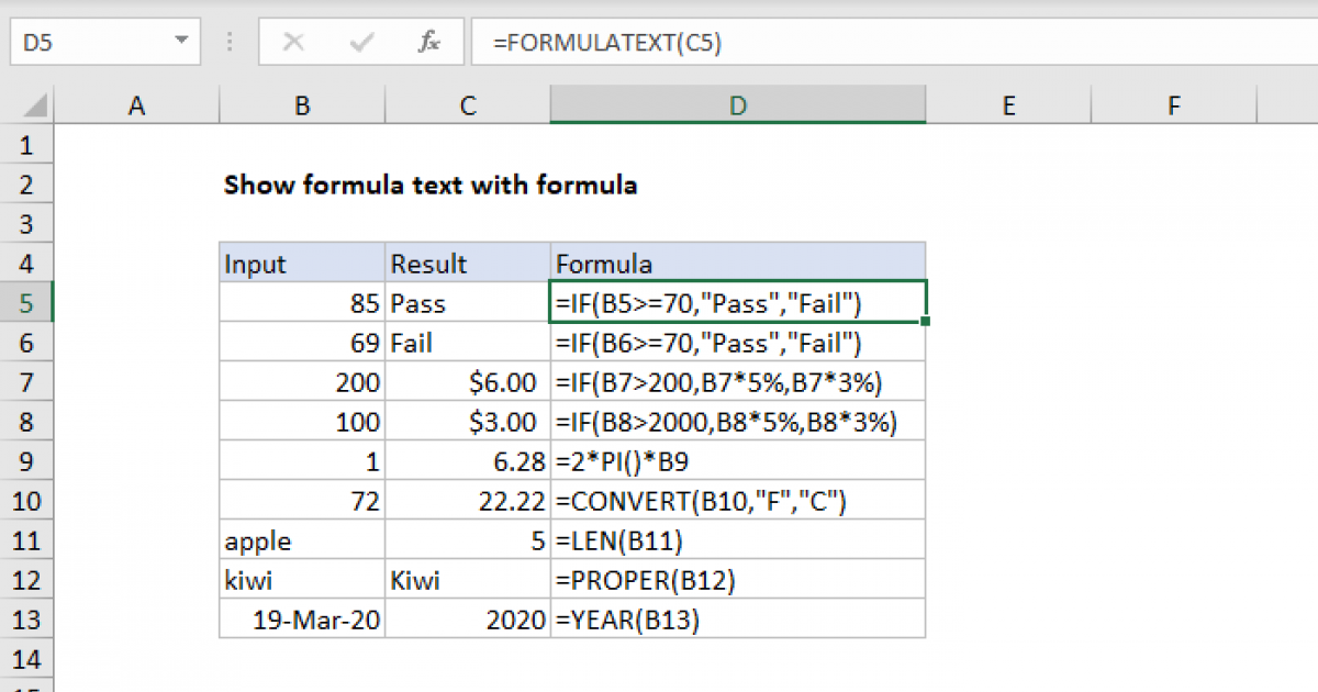 Show Formula Text With Formula Excel Formula Exceljet